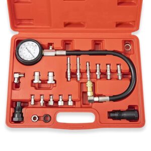 shankly diesel engine compression tester automotive fuel pressure tester kit, engine compression gauges tool 1000 psi with cylinder compression tester hose - comes with carrying case