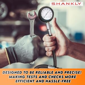 Shankly Diesel Engine Compression Tester Automotive Fuel Pressure Tester Kit, Engine Compression Gauges Tool 1000 PSI with Cylinder Compression Tester Hose - Comes with Carrying Case