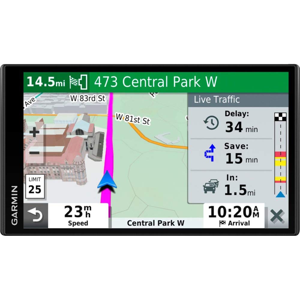 Garmin 010-N2038-02 Drivesmart 65T GPS Navigator (Renewed) Bundle with Dual DC12V/24V Electronic Multifunction Car Socket, 32GB MicroSD Card & Deco Gear Hard EVA Case with Zipper