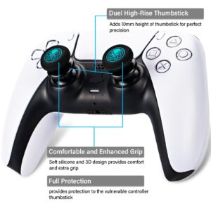 Playrealm FPS Thumbstick Extender & Printing Rubber Silicone Grip Cover 2 Sets for PS5 Dualsenese & PS4 Controller (Cthulhu Abyss Blue)