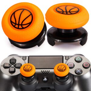 playrealm fps thumbstick extender & printing rubber silicone grip cover 2 sets for ps5 dualsenese & ps4 controller (basketball)