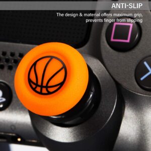 Playrealm FPS Thumbstick Extender & Printing Rubber Silicone Grip Cover 2 Sets for PS5 Dualsenese & PS4 Controller (Basketball)