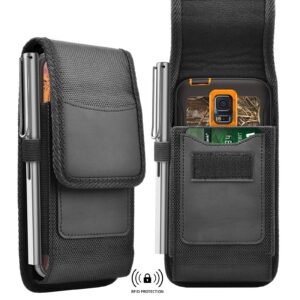 tiflook phone holster for samsung galaxy s24 s23 s22 s21 ultra s20 fe s10 a02s a12 a13 a32 a51 a52 note 20 ultra note 10 plus nylon cell phone pouch belt holder carrying case with belt clip,black