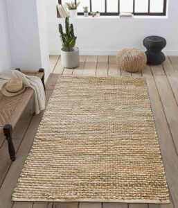 the home talk handmade jute area rug 3'x5' jute braid rug perfect for rustic, farmhouse, bohemian floormat soft and durable carpets for living room décor, bedroom, dining room - natural