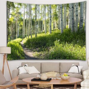 YISURE Forest Wall Tapestry Nature Tree Trail Path Landscape Wall Hanging, Morning Sunshine Through Green Tree Wall Tapestries for Home Office Indoor and Outdoor Decor, 80(W) x60(L) Inch