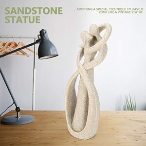 Sandstone Sculpture,Handmade Sandstone Kiss Lovers Couple Statue Sculpture Carved Figurine Art Craft Decoration,for Home, Office and Studio Decoration