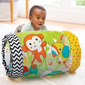 Infantino Jungle Peek & Roll - Encourages Crawling, Inflatable Activity Toy with Bouncing Balls Inside, Fun & Friendly Animal Characters, Helps Gross Motor Skill Development, for Babies 6M+