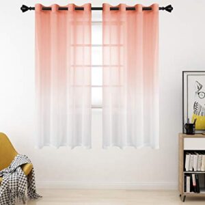 bermino faux linen ombre sheer curtains, 54 x 63 inch, blush - grommet gradient voile semi sheer curtains for bedroom and living room, set of 2 curtain panels