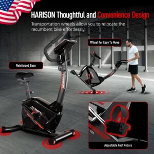 HARISON Indoor Exercise Bike Stationary with Magnetic Resistance Upright Bike for Home Office Cardio Workout