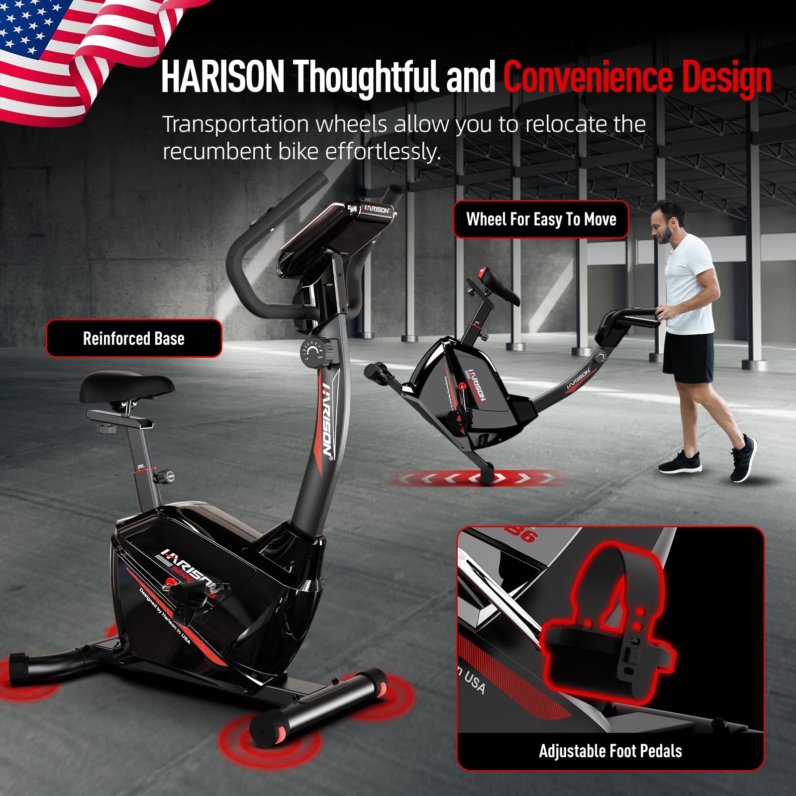 HARISON Indoor Exercise Bike Stationary with Magnetic Resistance Upright Bike for Home Office Cardio Workout