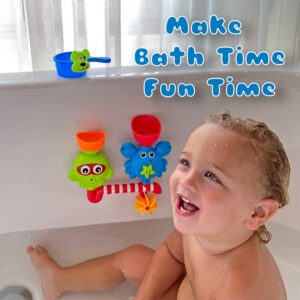 ic toyzz Baby Bath Toys - Waterfall Bathtub Toys with Fill, Spin and Flow Suction Cup Toy, Colander Bathtub Toys and Bath Toy Holder. Colorful Toddler Bath Toys for Toddlers 1-3 and Up