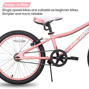 Hiland 20 Inch Kids' Bicycles Mountain Bike for Boys, Girls 6+ Years Old, Single Speed Kids Bicycles with Dual Handbrakes, Multiple Colors Child Bike