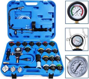 lucky seven 28 pcs universal radiator pressure tester, vacuum type cooling system tool kit w/carrying case,pressure tester kit,cooling system pressure tester kit