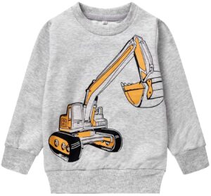 akyzic baby boys sweatshirts excavator long sleeve crew pullover digger shirts toddler kids winter warm christmas sweater tops 4t /110