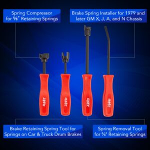 Orion Motor Tech 8pc Drum Brake Tool Kit, Drum Brake Tool with Drum Brake Spring Tool, Brake Spring Compressor, Brake Spring Pliers, Drum Brake Adjusting Tool, Brake Spoon Set, Brake Drum Tool Kit