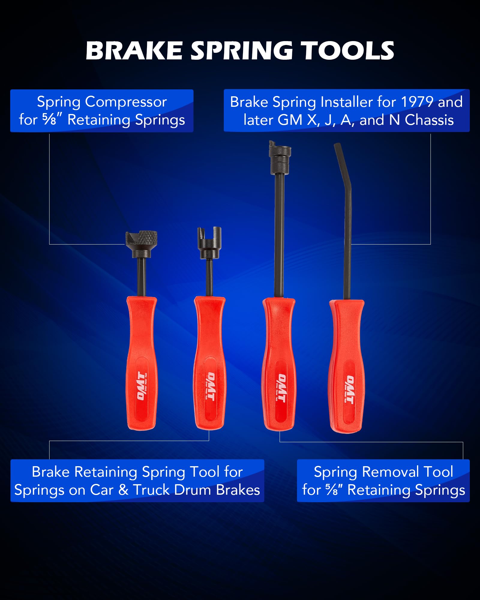 Orion Motor Tech 8pc Drum Brake Tool Kit, Drum Brake Tool with Drum Brake Spring Tool, Brake Spring Compressor, Brake Spring Pliers, Drum Brake Adjusting Tool, Brake Spoon Set, Brake Drum Tool Kit