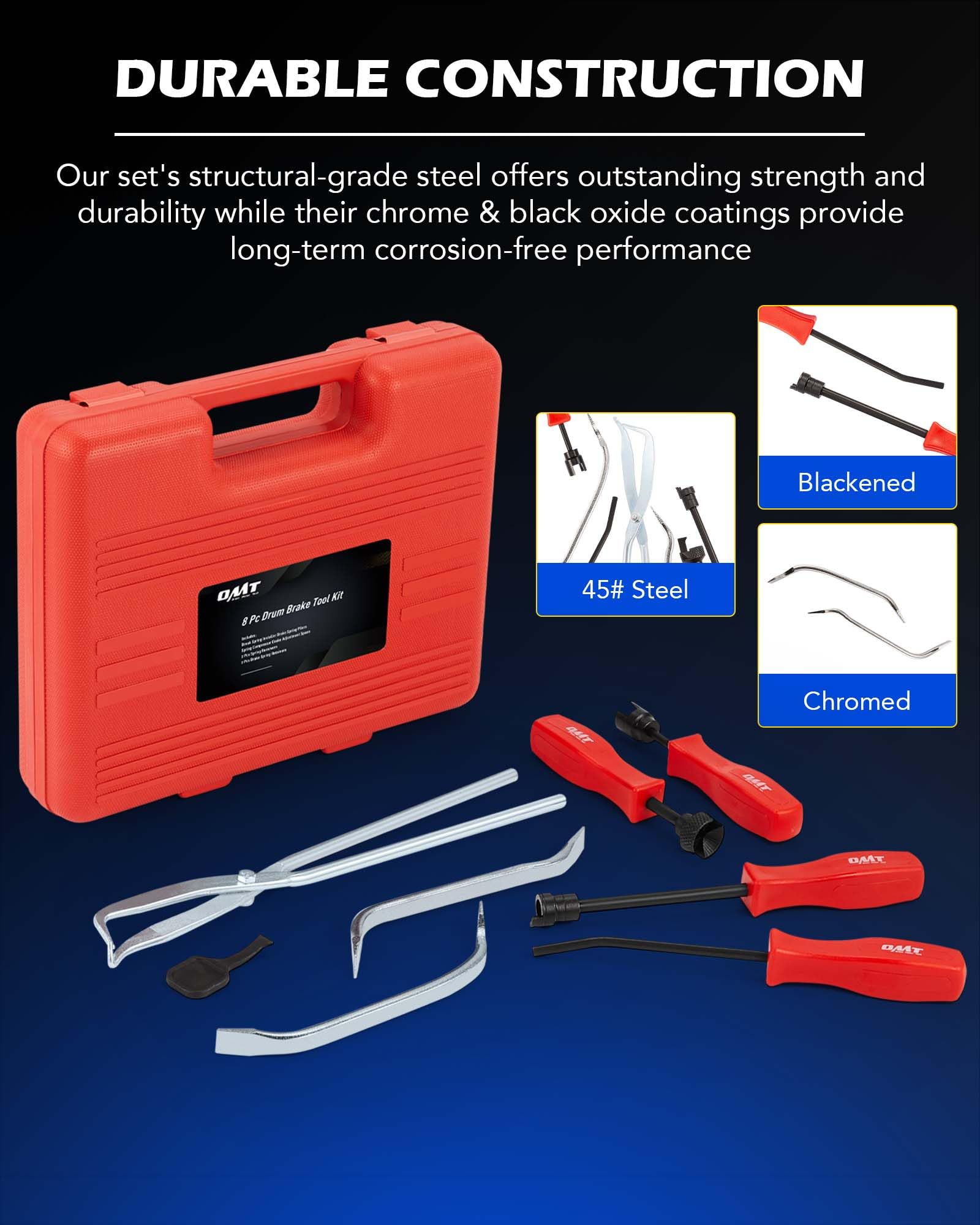 Orion Motor Tech 32pc Dual Brake Tools, 2 in 1 Caliper Compression Tool and Drum Brake Tool Kit, Brake Caliper Tool Kit and Drum Brake Tool with Brake Spring Tool Compressor Pliers Installer Remover