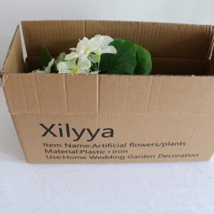 Xilyya Artificial Geranium Bush Silk Flowers with Green Leaves for Home Garden Decoration (White)