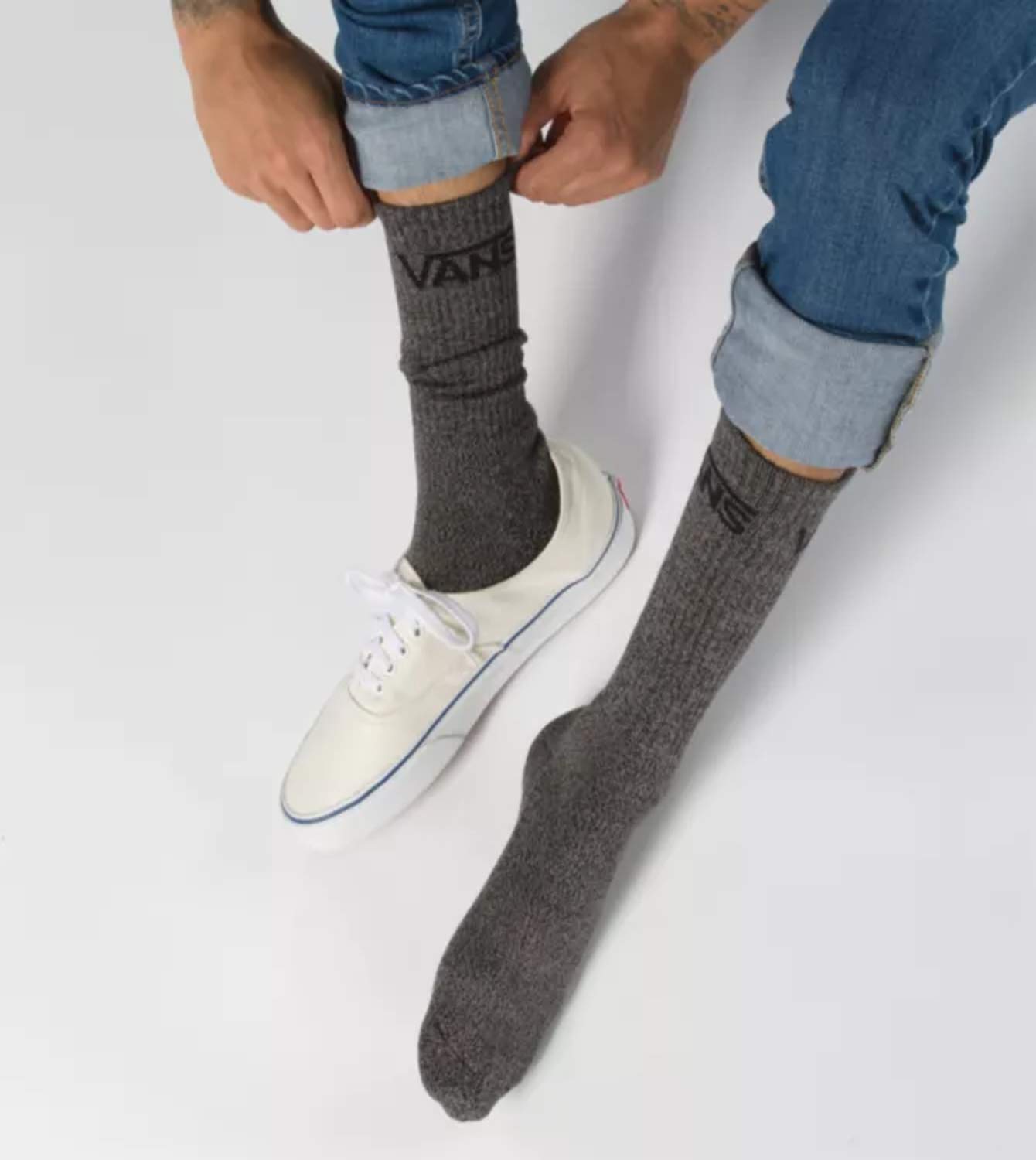 Vans | Classic Crew-Socks | Black-Heather, Large (9.5-13) Men's.