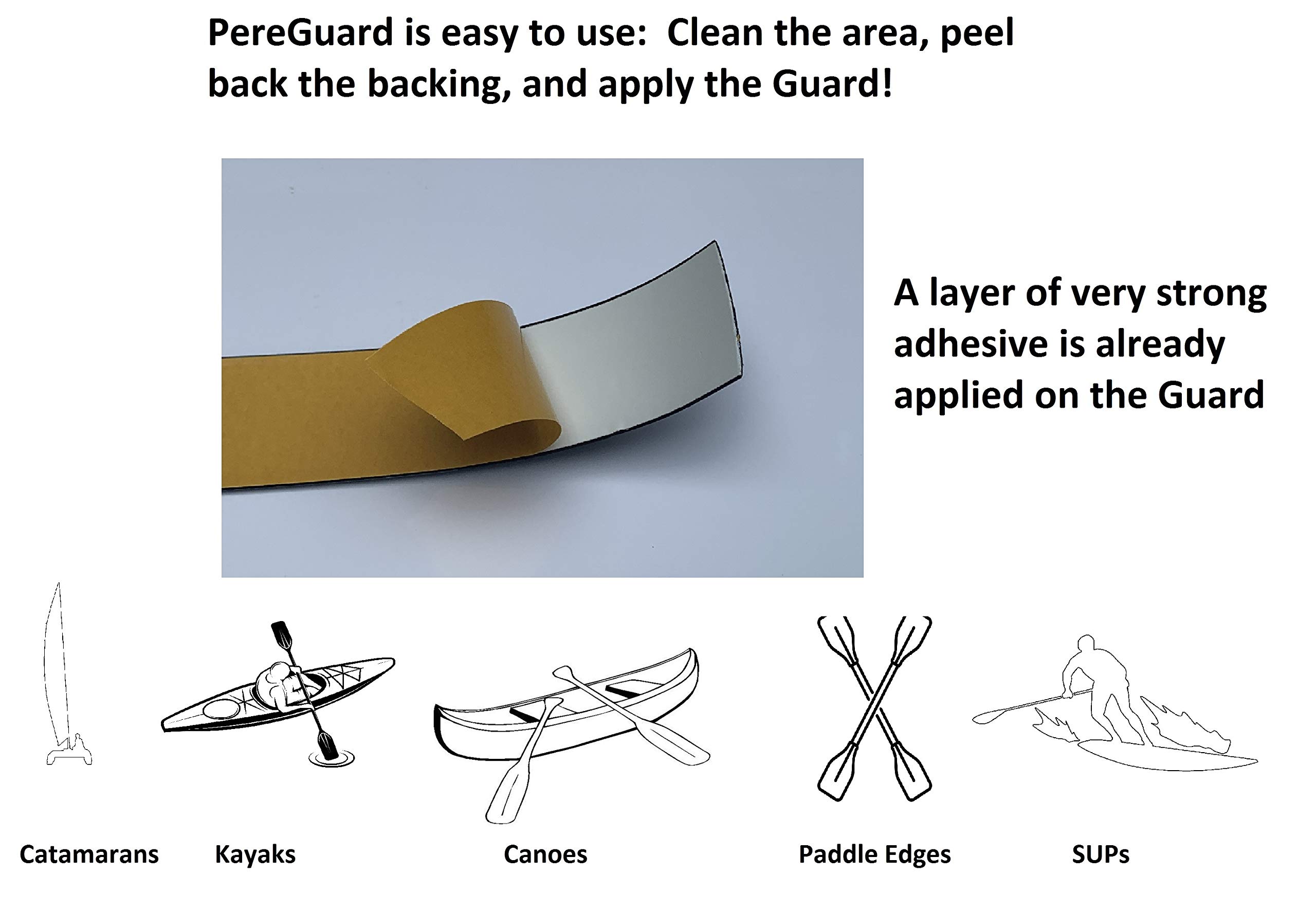 PereGuard Kayak Keel Guard 2" Width Black (10 feet) Kayak Canoe Protective Guard Abrasion Resistance