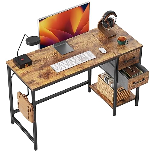 Cubiker Computer Home Office Desk with Drawers, 40 Inch Small Desk Study Writing Table, Modern Simple PC Desk, Black