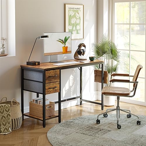 Cubiker Computer Home Office Desk with Drawers, 40 Inch Small Desk Study Writing Table, Modern Simple PC Desk, Black