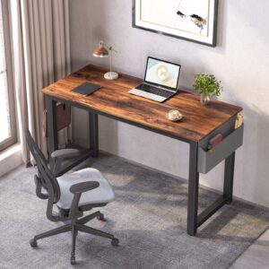 Cubiker Computer Desk 47" Sturdy Office Desk Modern Simple Style Table for Home Office, Notebook Writing Desk with Extra Strong Legs, Dark Rustic