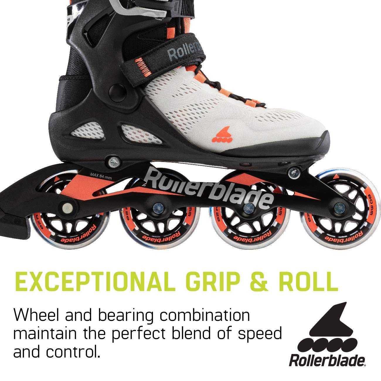 Rollerblade Macroblade 80 Women's Adult Fitness Inline Skate, Grey and Coral, Performance Inline Skates, 7