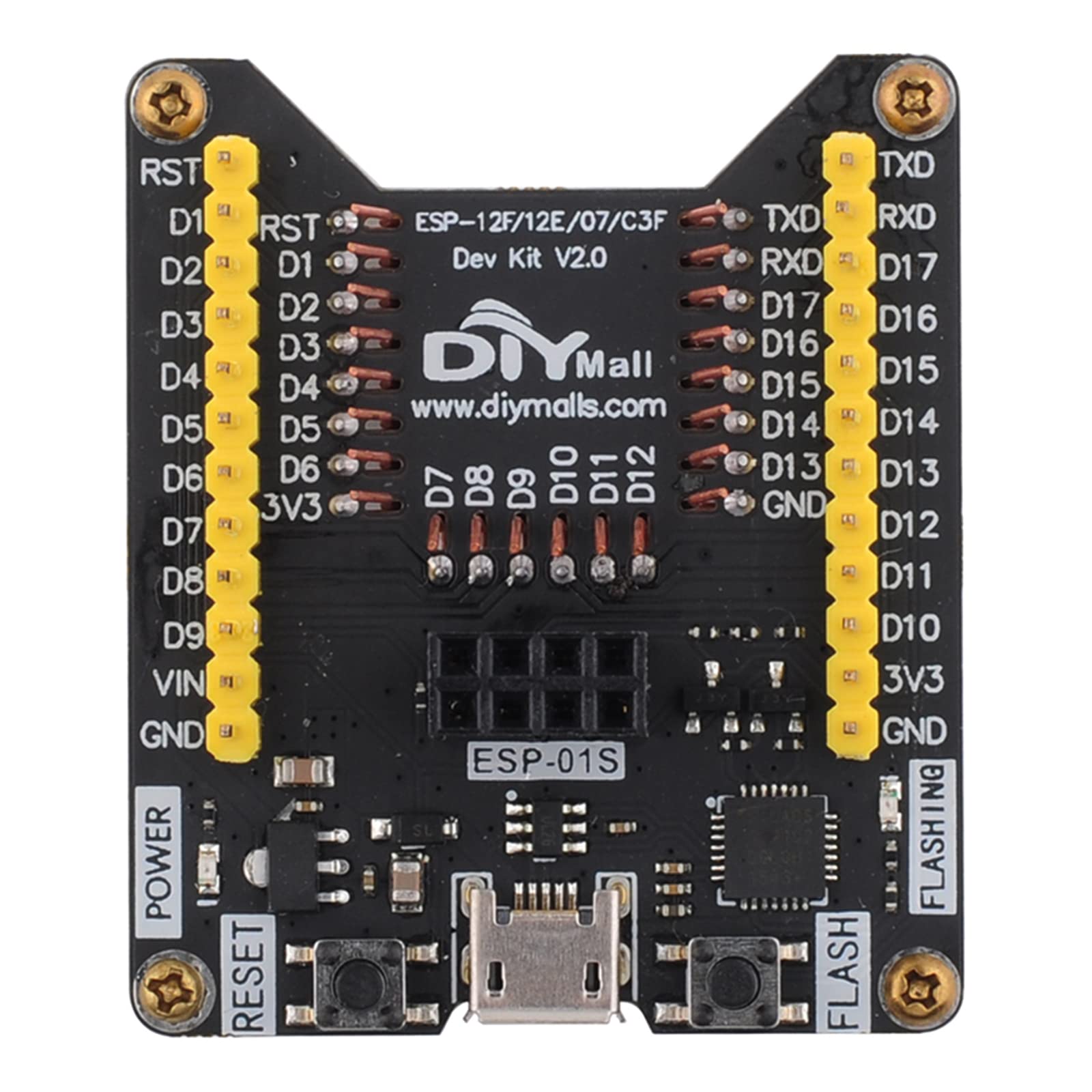 Wishiot ESP8266 Burning Fixture Development Board Micro USB Port Onboard CP2102 Chip Support ESP-01S ESP-07 ESP-07S ESP-12E ESP-12F ESP-12S ESP-C2 Easy Programer