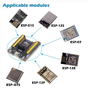 Wishiot ESP8266 Burning Fixture Development Board Micro USB Port Onboard CP2102 Chip Support ESP-01S ESP-07 ESP-07S ESP-12E ESP-12F ESP-12S ESP-C2 Easy Programer