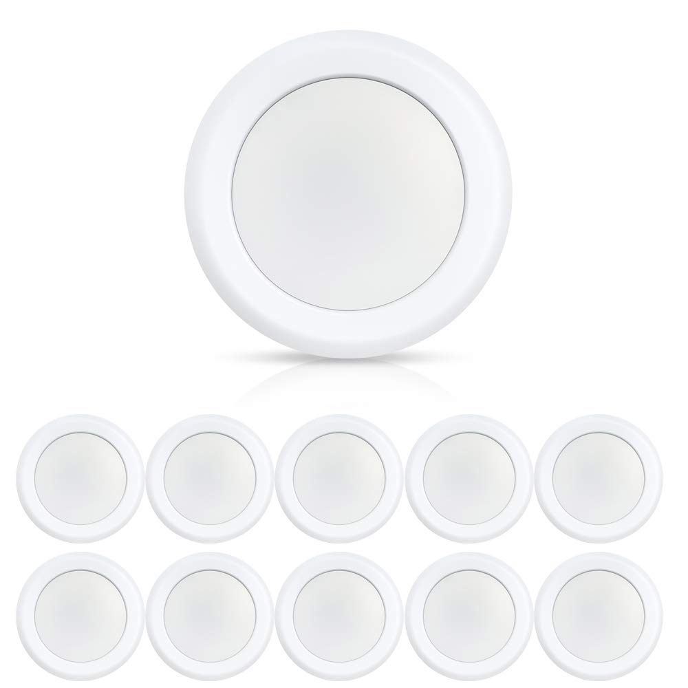 ECOELER 10Pack 6" Dimmable LED Disk Light, 16.5W 5000K Daylight 1000Lm, Dimmable Recessed Surface Mount Lighting Fixture Installs into J-Box or Recessed Can, Energy Star & ETL-Listed