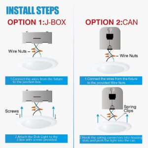 ECOELER 10Pack 6" Dimmable LED Disk Light, 16.5W 5000K Daylight 1000Lm, Dimmable Recessed Surface Mount Lighting Fixture Installs into J-Box or Recessed Can, Energy Star & ETL-Listed