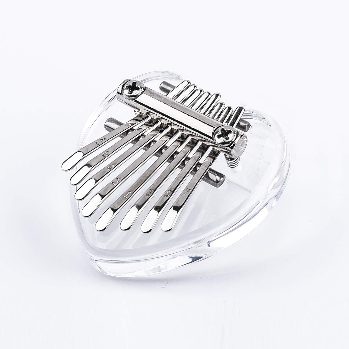 TREELF Acrylic Thumb Piano Crystal Transparent Kalimba Instrument 8 Keys Mini Thumb Piano (Heart-shaped)