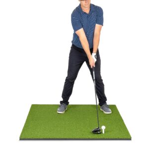 gosports golf hitting mat artificial turf mat for indoor/outdoor practice includes 3 rubber tees - standard, pro, or elite