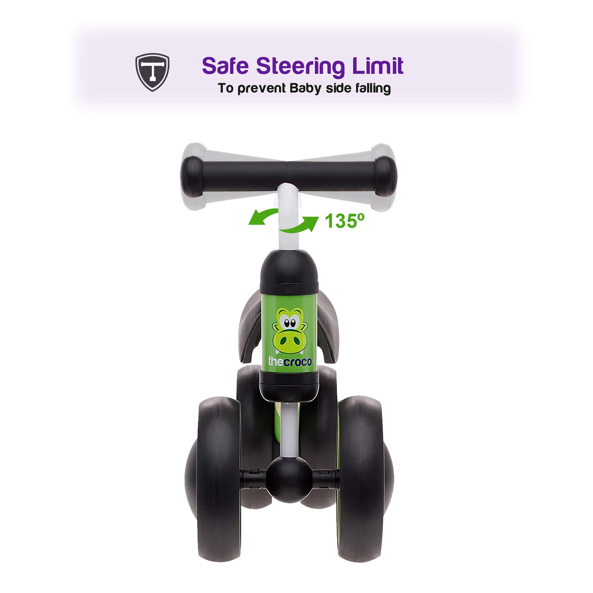 The Original Croco Ultra Lightweight and Sturdy Balance Bike.2 Models for 2, 3, 4 and 5 Year Old Kids. Unbeatable Features. Toddler Training Bike, No Pedal. (Green Dinosaur, Baby 8 Inch)