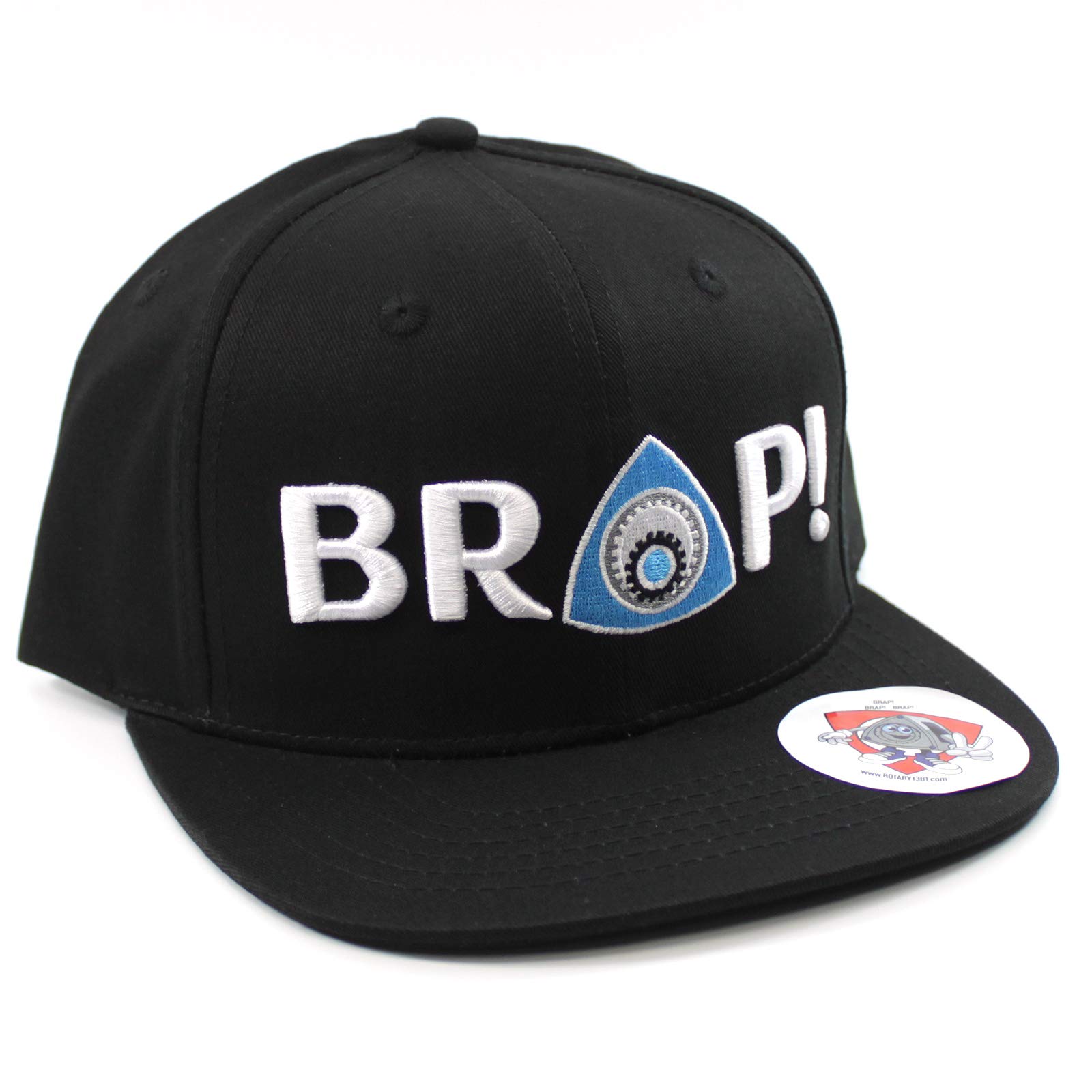 BRAP! Baseball Cap - Flat Brim Black Hat for Wankel Rotary Fans