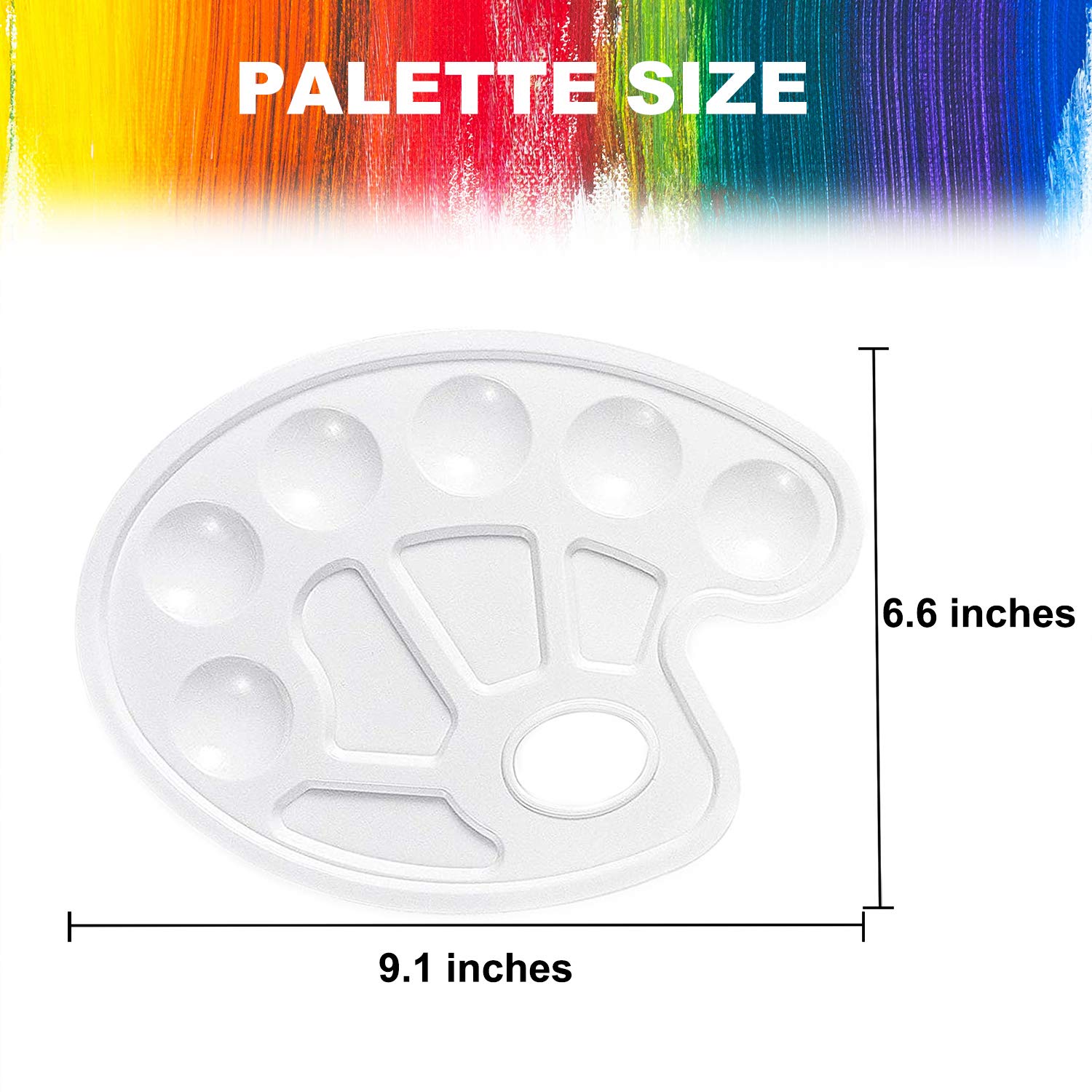 6 PCS Paint Pallet with Thumb Hole - Artllon Premium Plastic Painting Palette for Acrylic Painting, Art Paint Trays for Kids and Adults, Washable, 10 Wells (White)