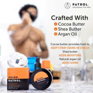 Beard Patrol Men's Beards & Mustaches Balm - Grooming Treatment with Argan Oil, Shea Butter, & Cocoa Butter Strengthens & Softens - Lemongrass Scent Leave-in Conditioner Wax - Pack of 1