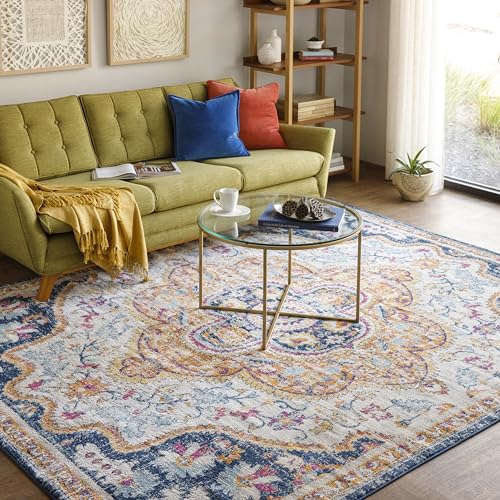 Livabliss Nyburg Vintage Medallion Area Rug,6'7" x 9',Burnt Orange/Medium Gray