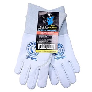 blue demon little demons kids welding gloves, xx small, white