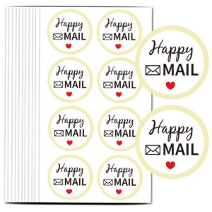 remarkable round happy mail stickers, 1.5 inch red heart/happy mail labels-packaging envelope sealing stickers for small business, online retailers,small shops and more.(504 pcs) (1.5 inch)