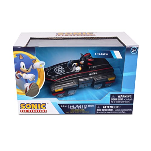 NKOK Sonic The Hedgehog All-Stars Racing Transformed Shadow Pull Back Racer; No Batteries Required; Pull Back, Let go, and Watch Shadow Race,Black Large