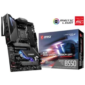 MSI MPG B550 Gaming Carbon WiFi Gaming Motherboard (AMD AM4, DDR4, PCIe 4.0, SATA 6Gb/s, Dual M.2, USB 3.2 Gen 2, HDMI/DP, Wi-Fi 6 AX, ATX, AMD Ryzen 5000 Series Processors)