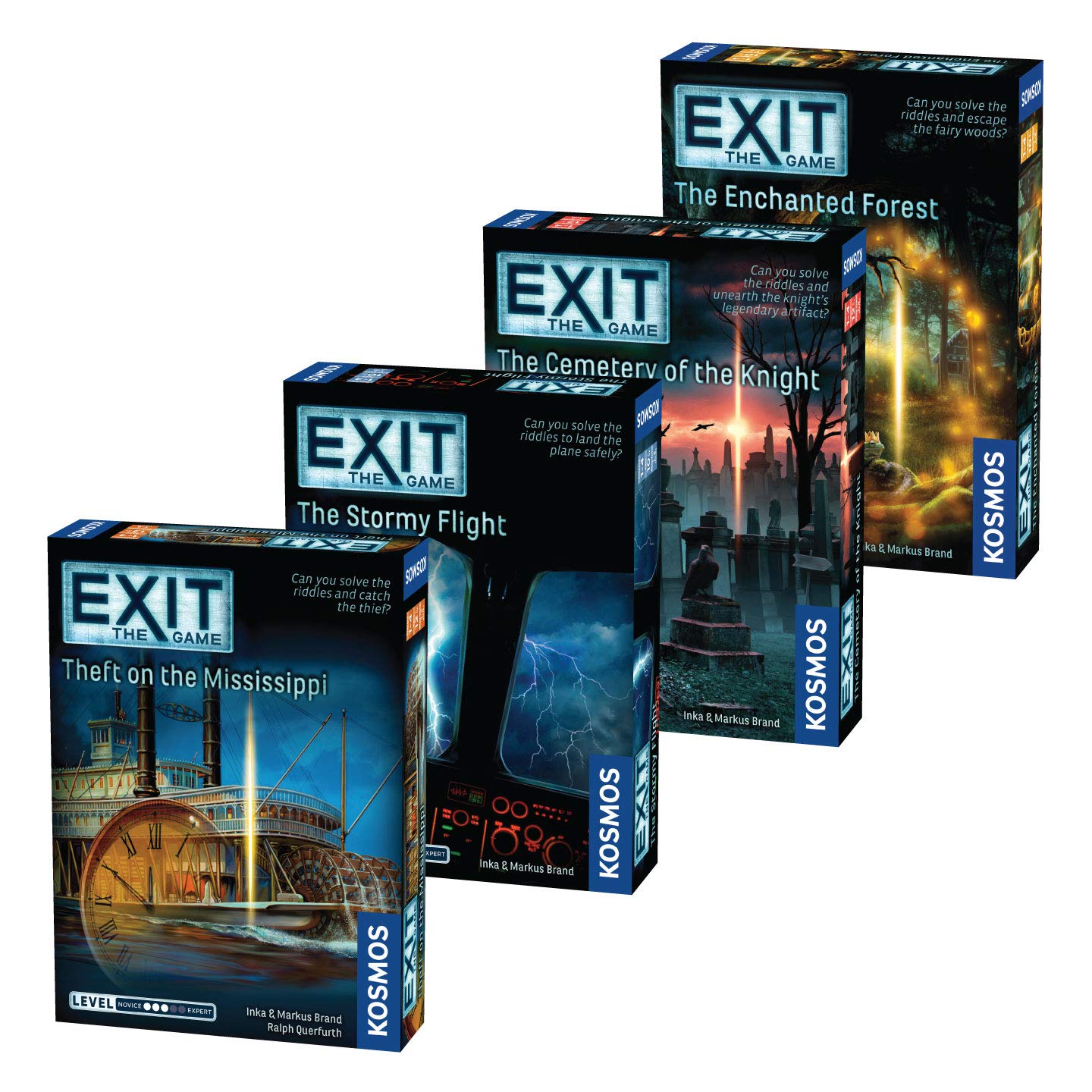 EXIT: The Game 4-Pack Escape Room Bundle | Season 4 | Theft on the Mississippi | Stormy Flight | Cemetery of the Knight | Enchanted Forest | Family-Friendly, Cooperative Game | 1 to 4 Players