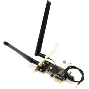 deal4go m.2 ngff wireless card to pcie adapter desktop wlan converter w/ 2x 6dbi antenna for intel ax210 ax200 9260 8265 8260 7265 7260 killer 1535 (no wifi card)