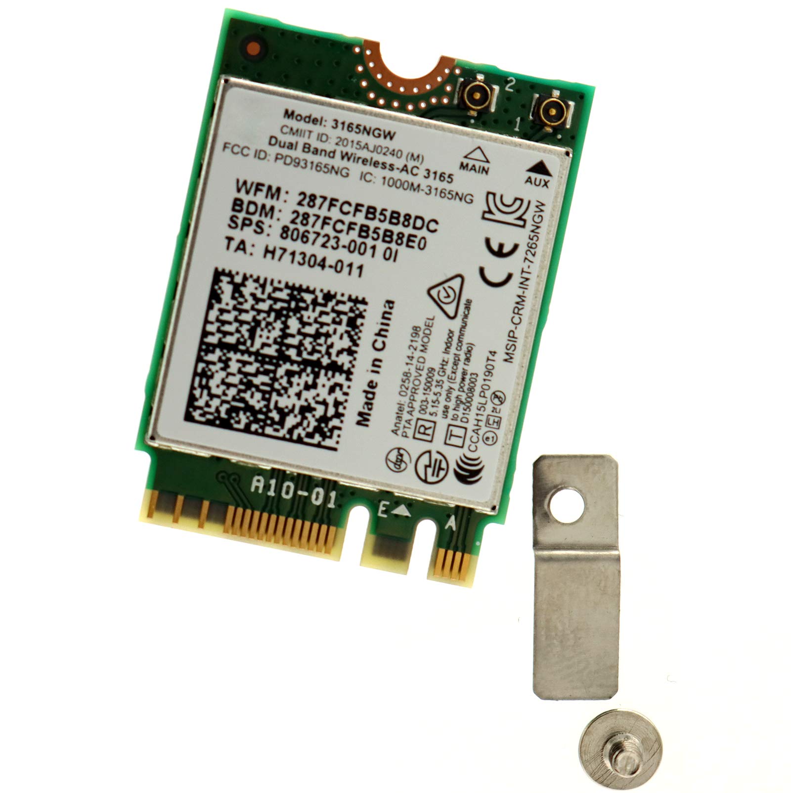 Deal4GO 3165ac 802.11ac 433Mbps M.2 NGFF Mini PCi-e WiFi Adapter Wireless-AC WLAN Module w/Bluetooth 4.2 for Intel 3165NGW