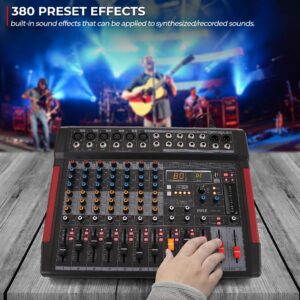 Pyle Professional DJ Audio Mixer Controller - 8-Channel DJ Controller Sound Mixer w/ DSP 380 Preset Effects, Recording, USB, 6 XLR Mic/Line Input, AUX, FX Processor MP3 Player, Headphone Jack PMX648