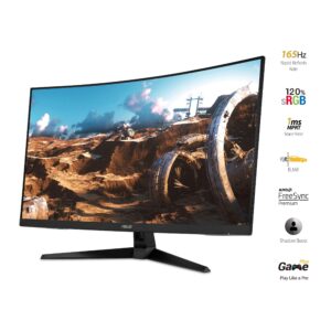 ASUS TUF Gaming VG328H1B 32” Curved Monitor, 1080P Full HD, 165Hz (Supports 144Hz), Extreme Low Motion Blur, Adaptive-sync, FreeSync Premium, 1ms, Eye Care, HDMI D-Sub (Renewed)