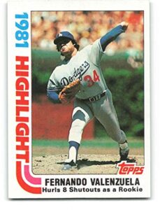 1982 topps baseball #6 fernando valenzuela los angeles dodgers hl official mlb trading card in raw (ex or better) condition