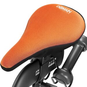 domain cycling gel bike seat cushion- secure peloton fit for smooth stable rides- non-slip bicycle seat cushion for exercise bikes, padded bike cushion seat cover for men or women comfort, 10.5”x7”